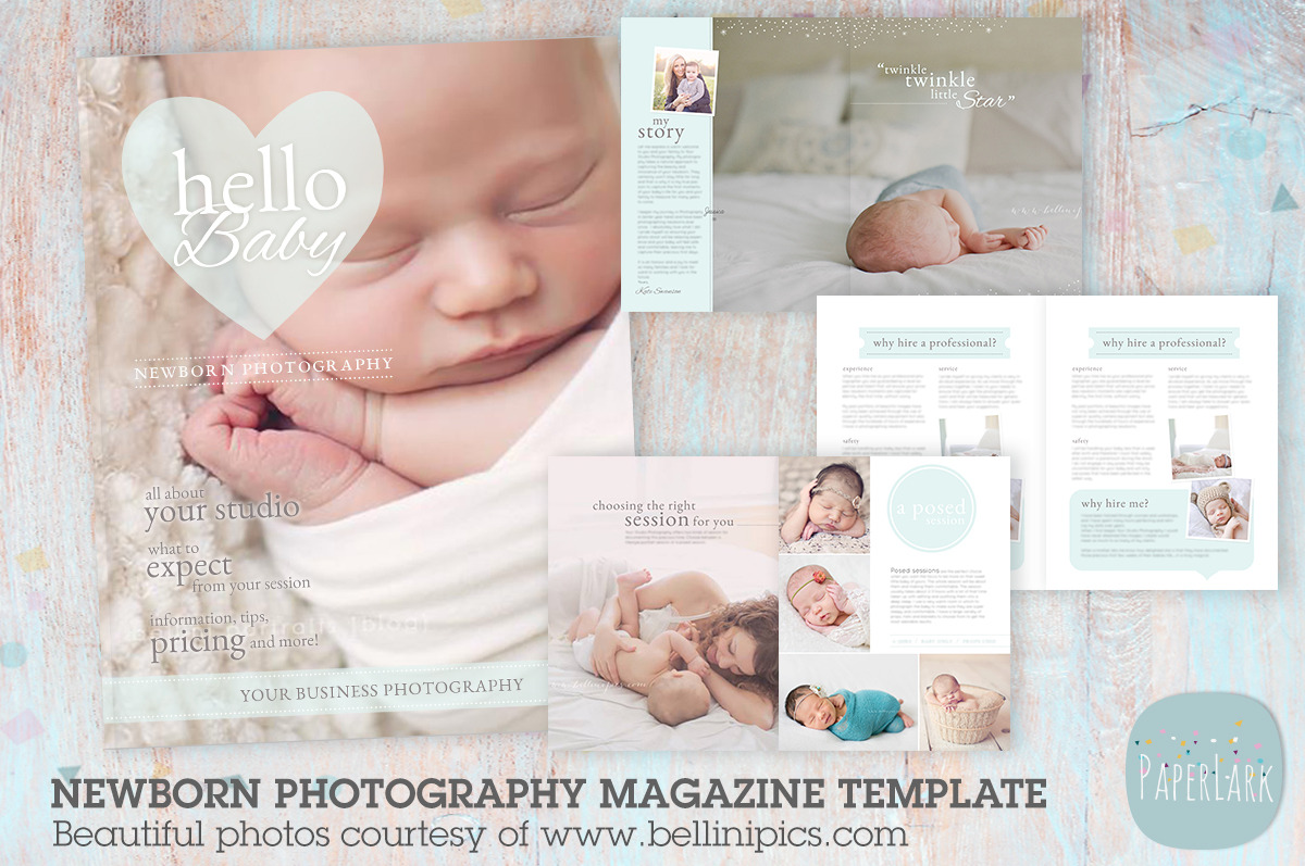PG012 Newborn Photography Magazine, a Magazine Template by Paper Lark