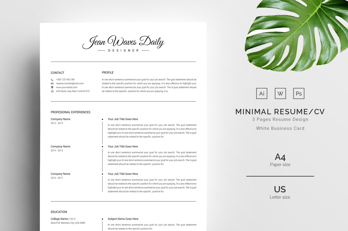 3 Pages Resume/CV Template, a Resume Template by TemplatesForest