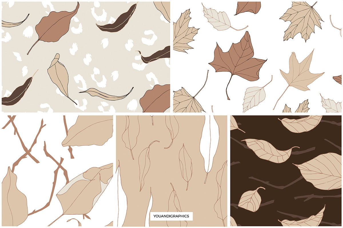 Fall Leaves Seamless Patterns, a Pattern Graphic by Youandigraphics