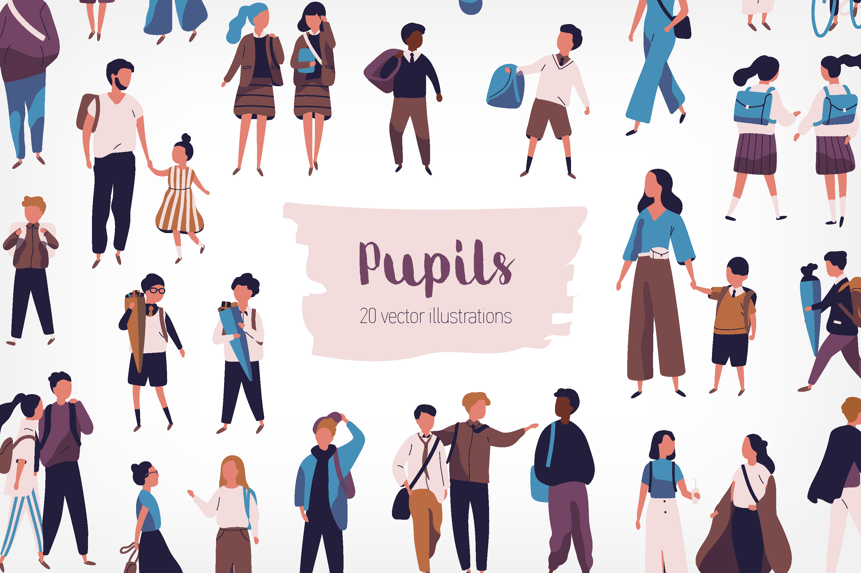 Crowd of pupils and students | Education Illustrations ~ Creative Market