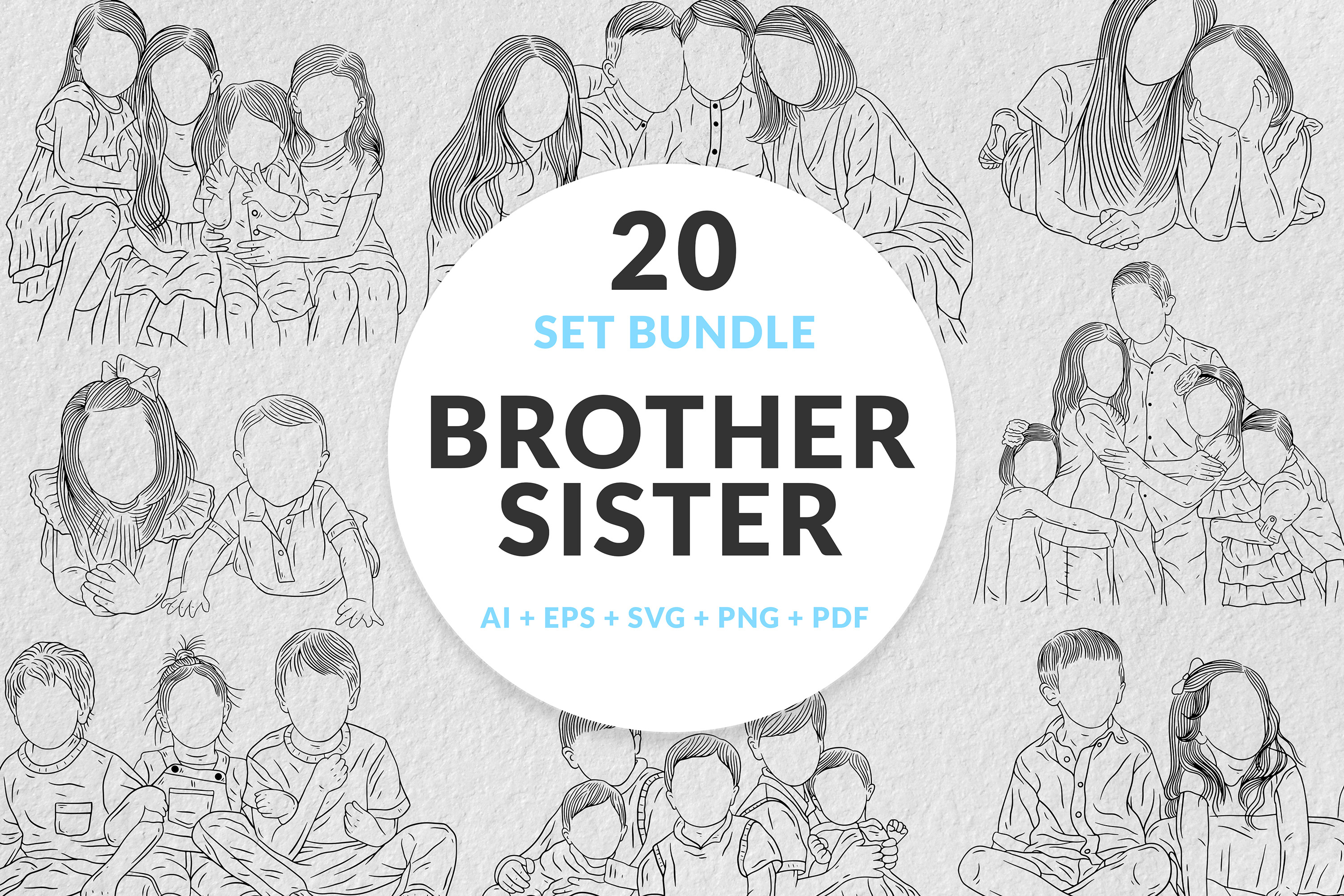 20 Happy Sibling Brother Line Art, an Illustration by Morspective ...