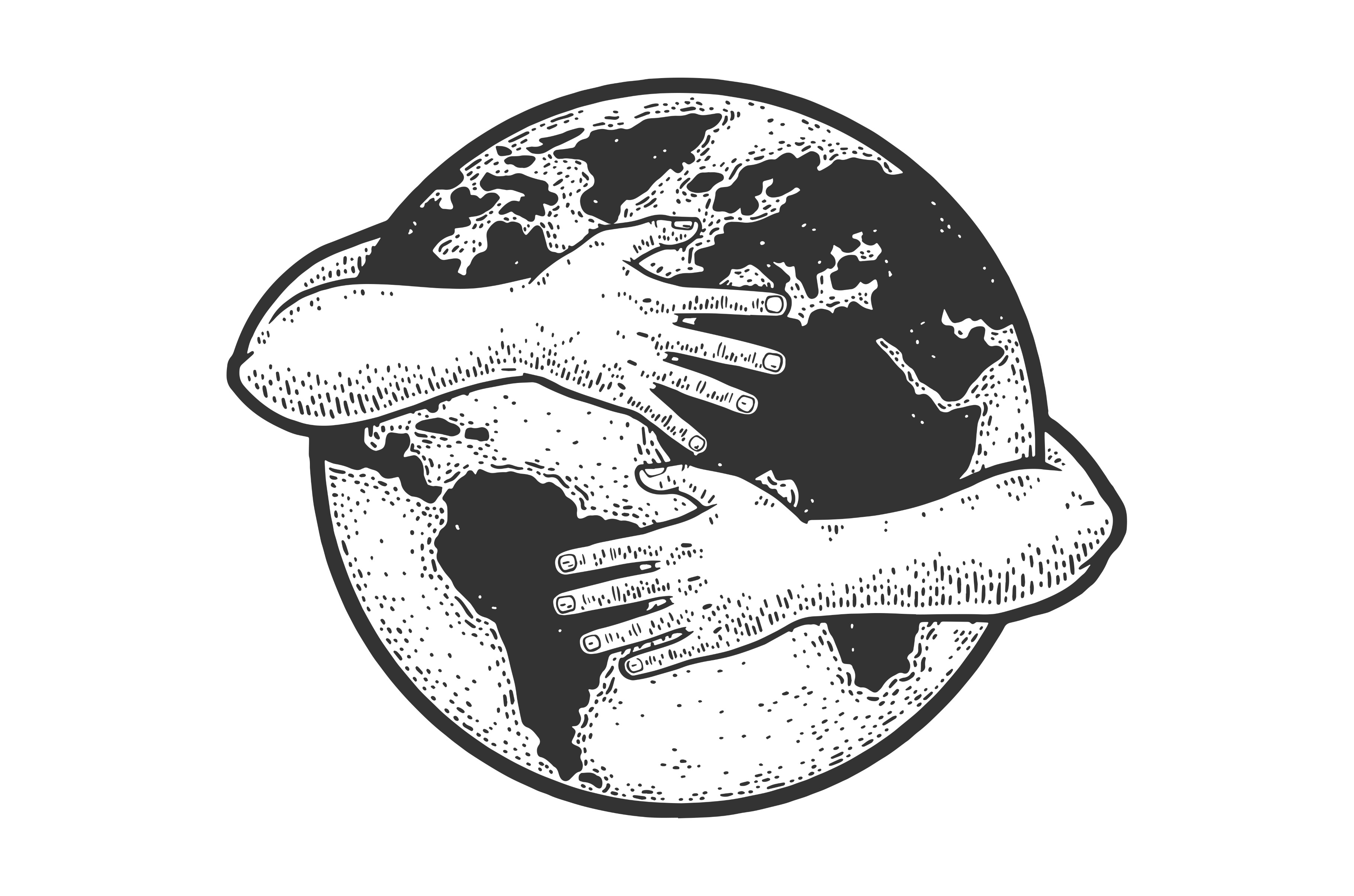 Earth hugs sketch vector, an Object Illustration by AlexArt