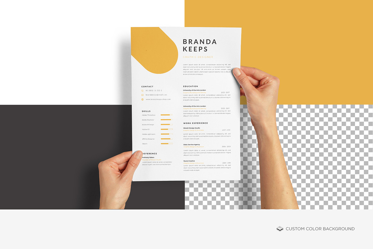 A4 Paper in Hands Mock-up, a Print Template by Branda Keeps