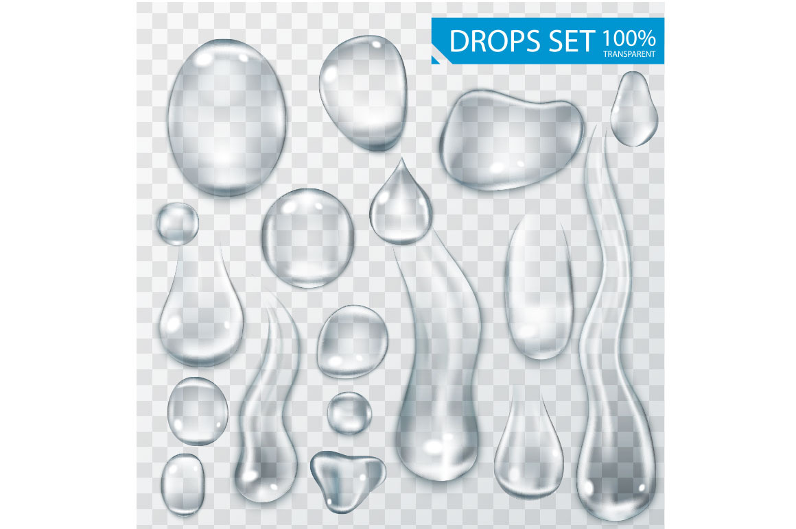 Realistic shining water drops, an Illustration by Yayasya