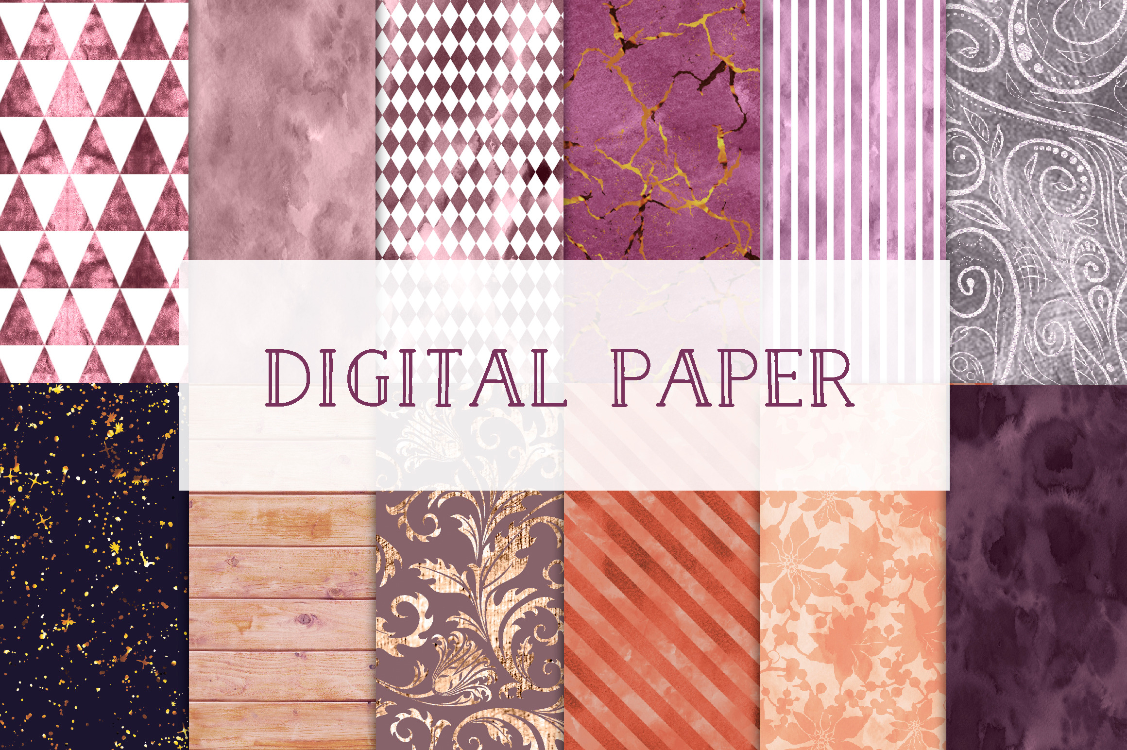 Digital paper set, a Pattern Graphic by GraphicRain