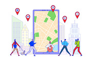Online map navigation app concept, a Person Illustration by VectorsBang