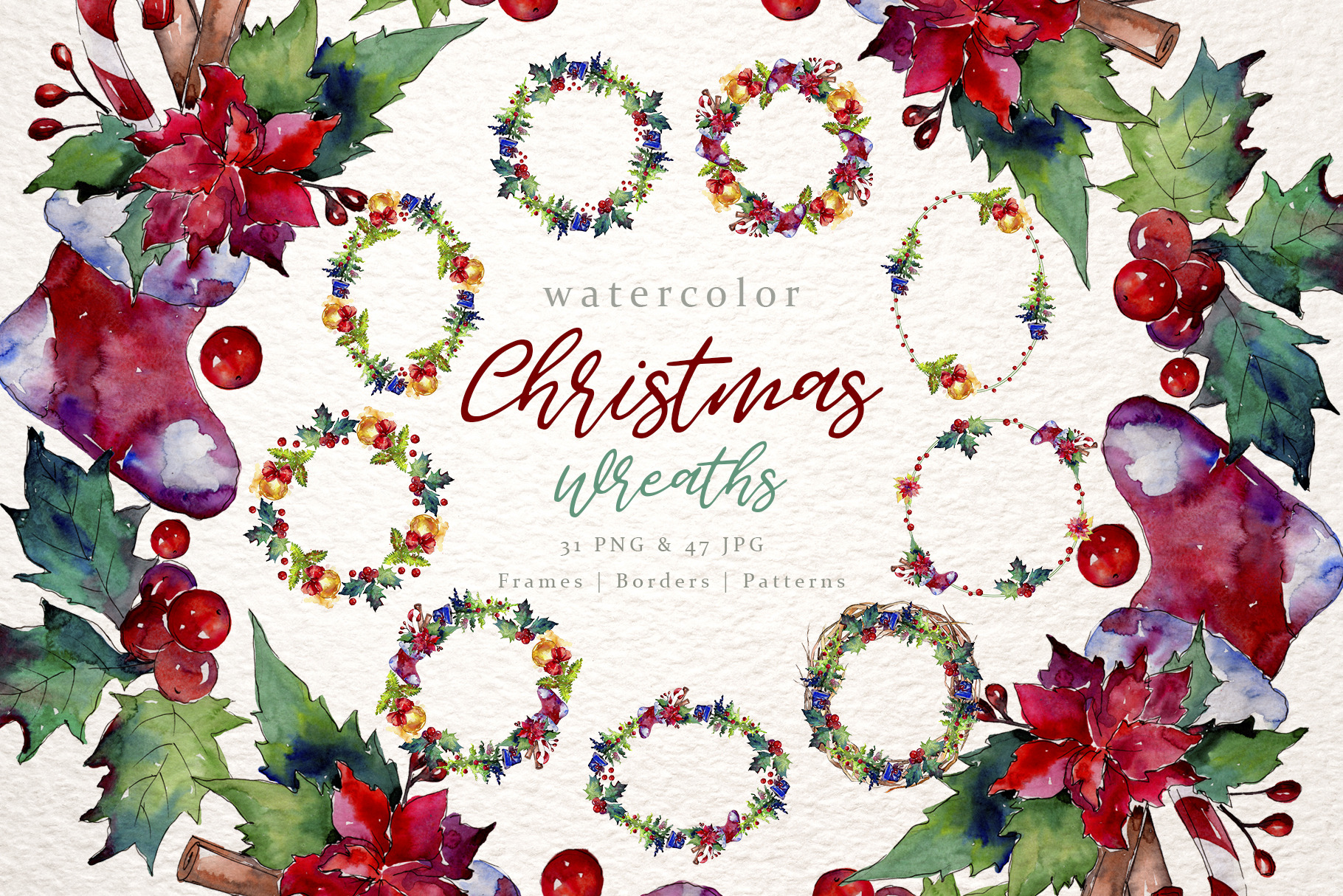 Christmas collection PNG watercolor, a Decorative Illustration by ...