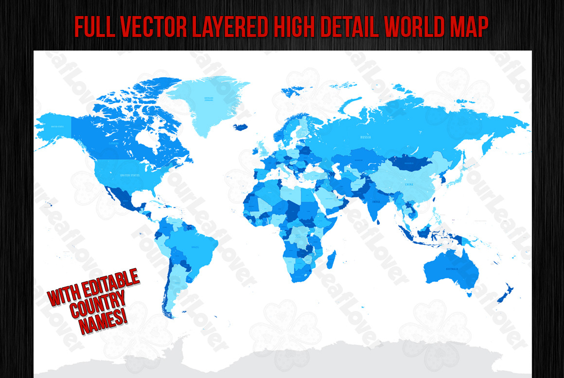 Vector High Detail World Map, an Illustration by FourLeafLover