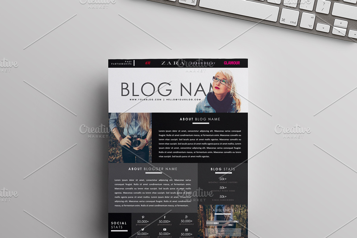 Blog Media Kit Template | One-Page, a Stationery Template by Blogger ...