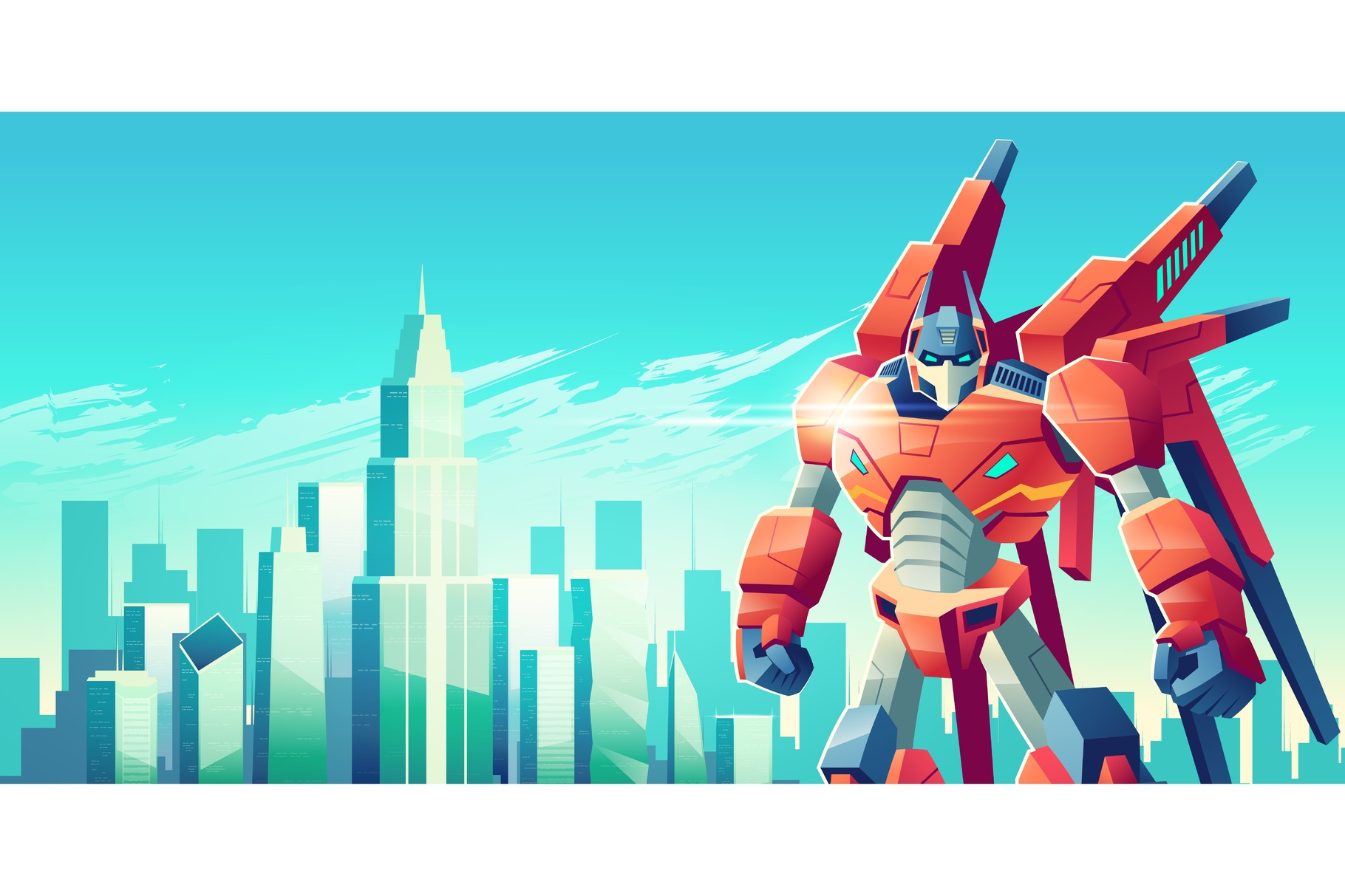 Alien robot warrior in metropolis | Technology Illustrations ~ Creative ...