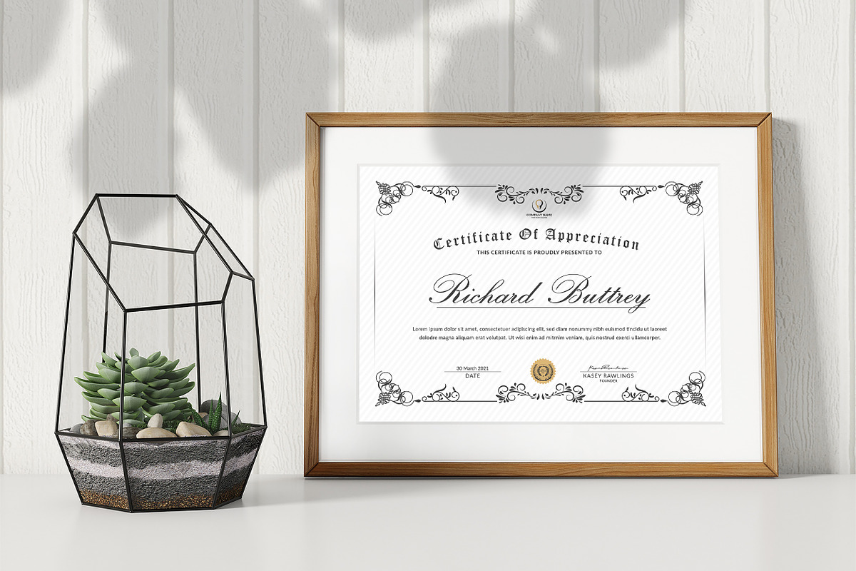 Clean Certificate Template, a Stationery Template by ResumeDevisers