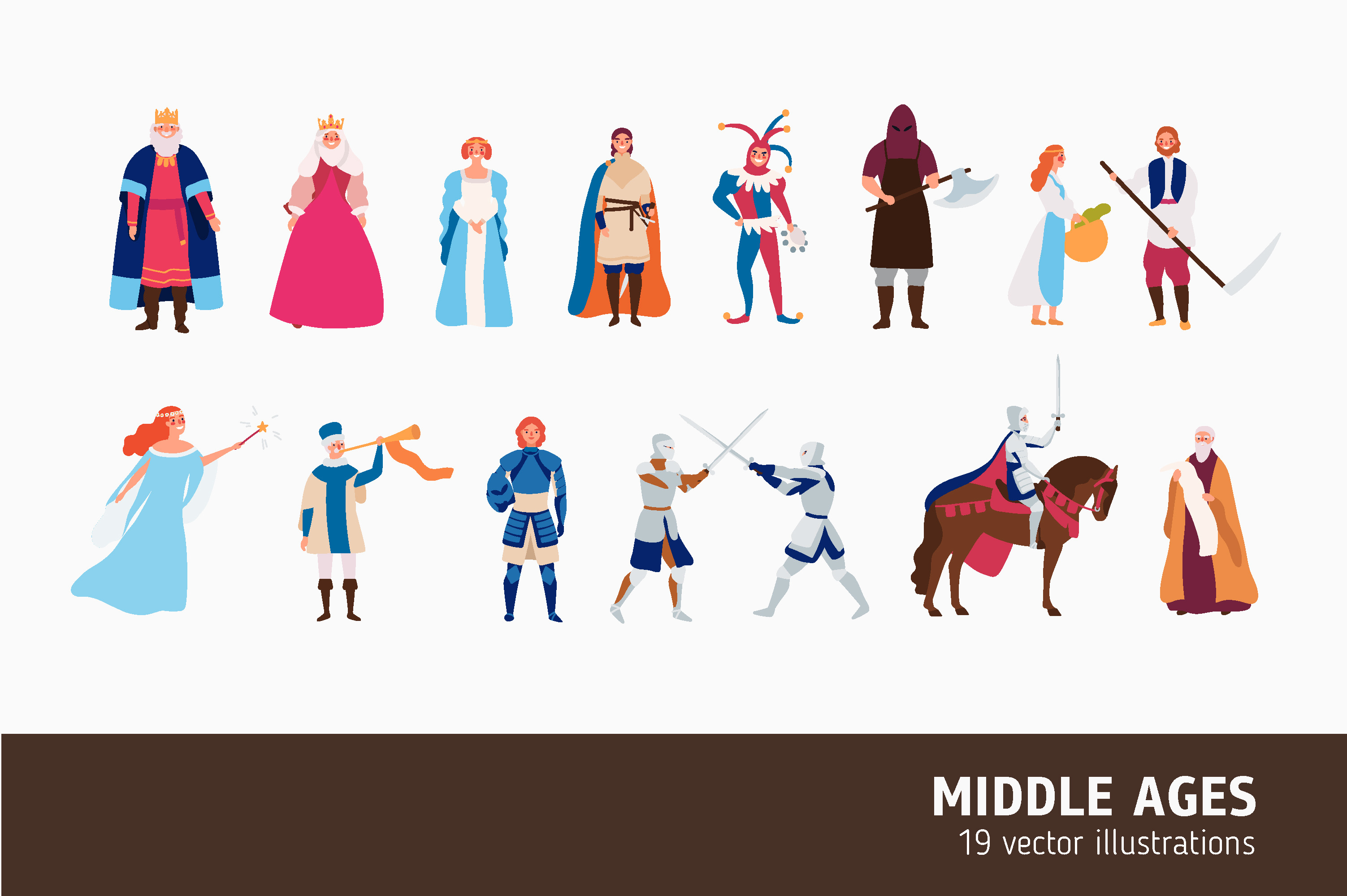 Medieval characters collection, an Animal Illustration by Good Studio