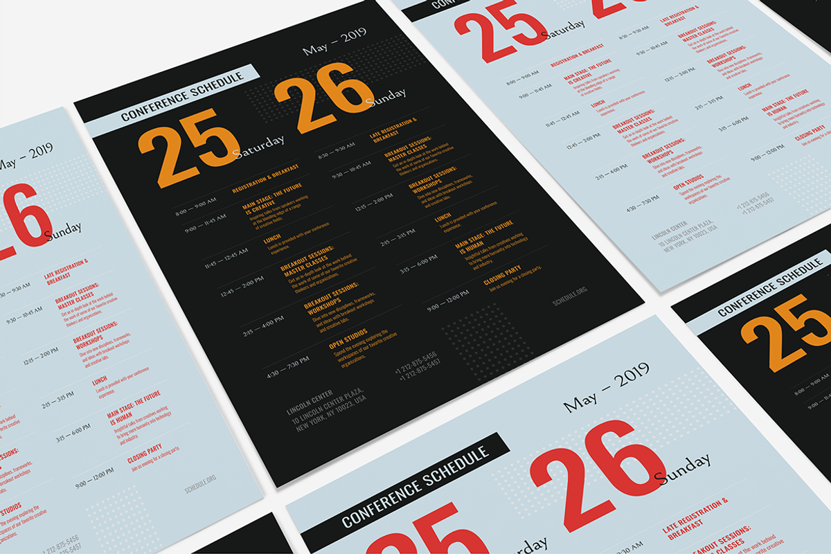 Conference Event Schedule Poster, a Flyer Template by EDT.Graphics