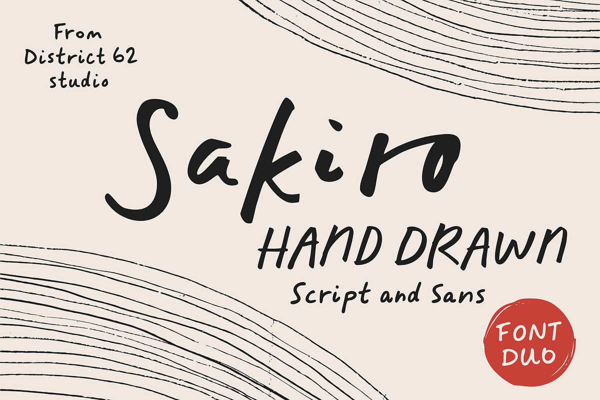 Sakiro | Hand Drawn Font Duo, a Handwritten Font by DISTRICT 62 STUDIO