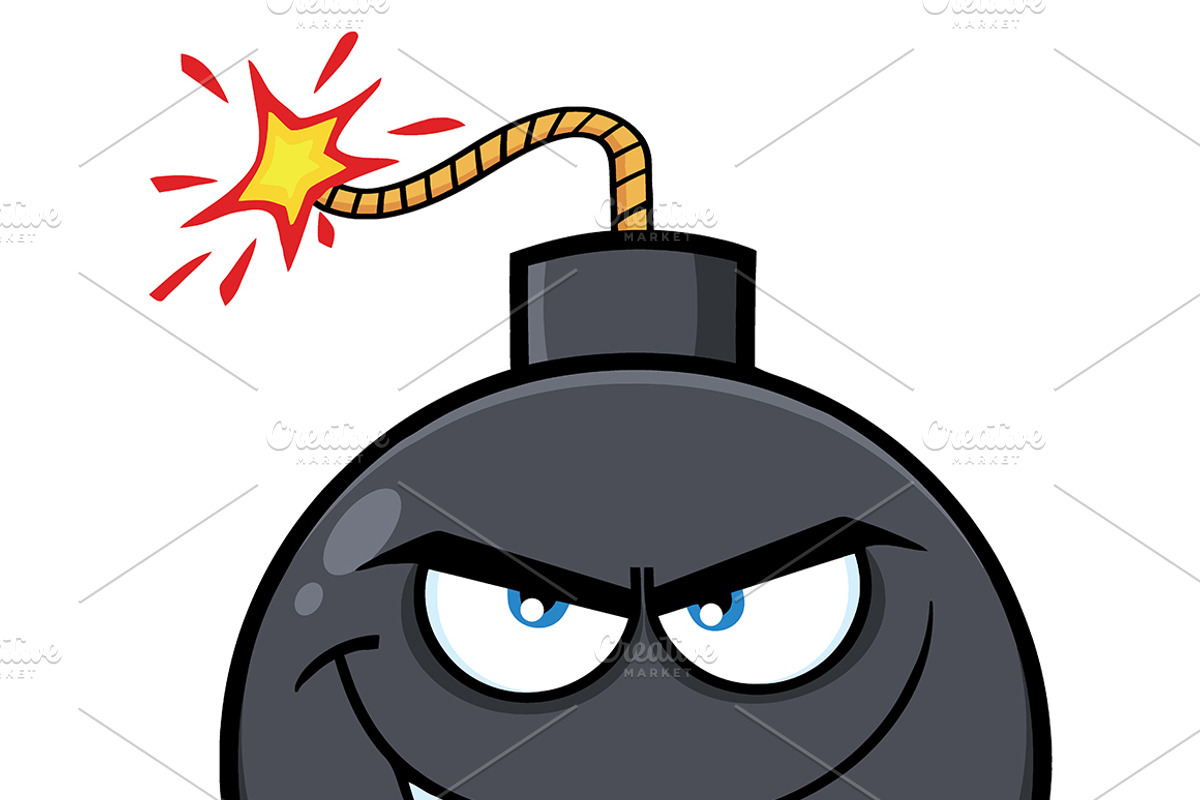 Evil Bomb Face Cartoon Character, a Person Illustration by HitToon