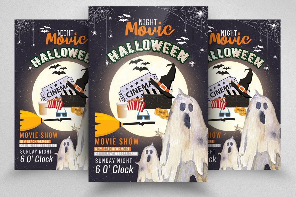 Halloween Horror Movie Night Flyer, a Flyer Template by Design Up