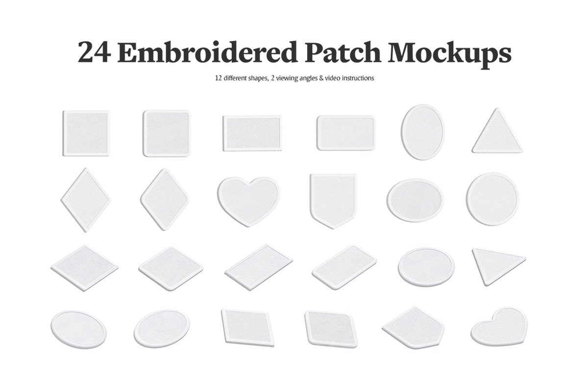 Embroidery Effect Patch Mockups Set, a Merchandise Mockup by rebrandy