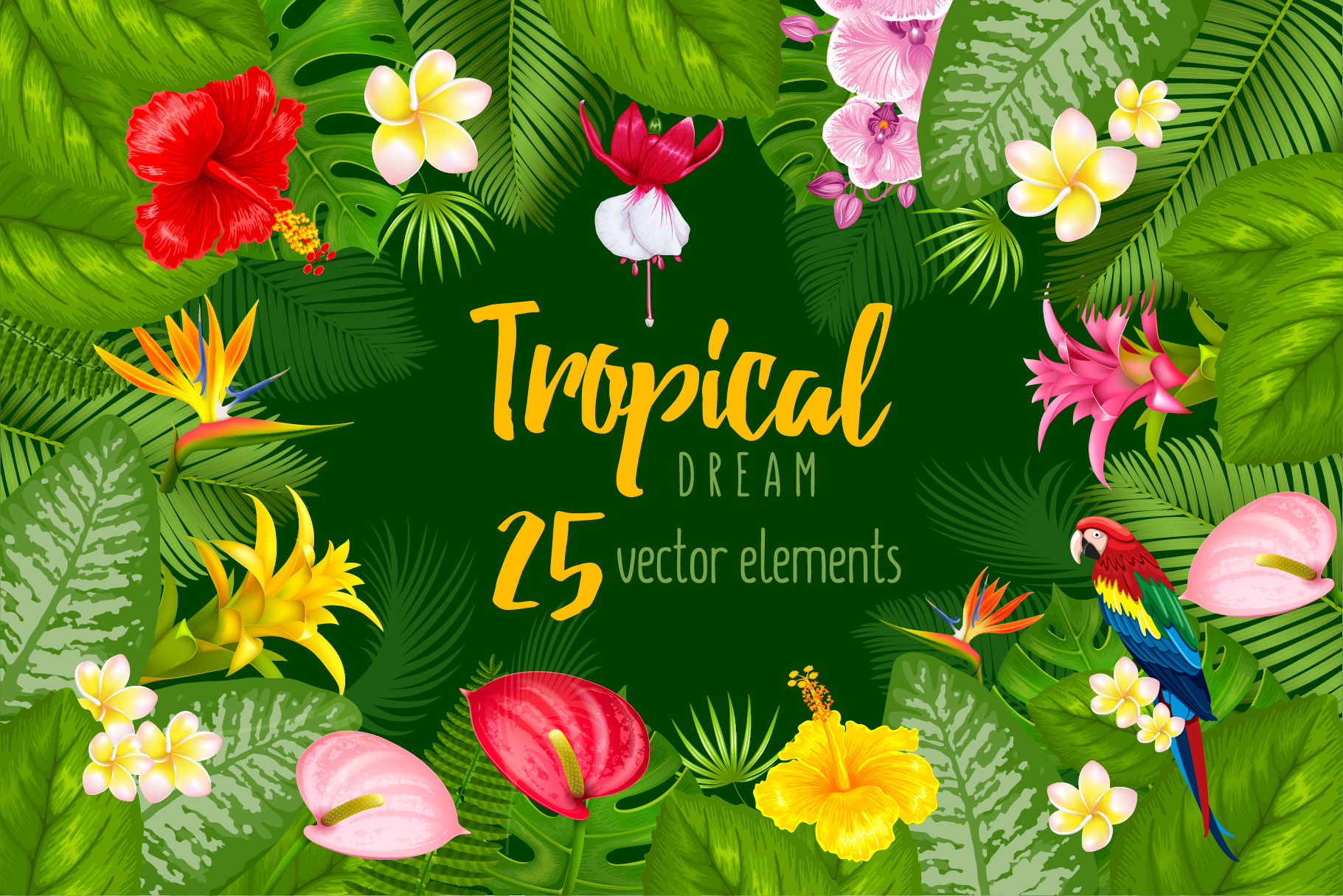 Tropical plants vector pack, an Illustration by Vector beauty