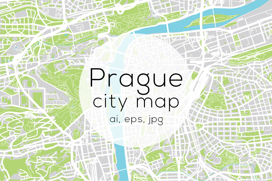 Prague city map, a Transportation Illustration by ink drop