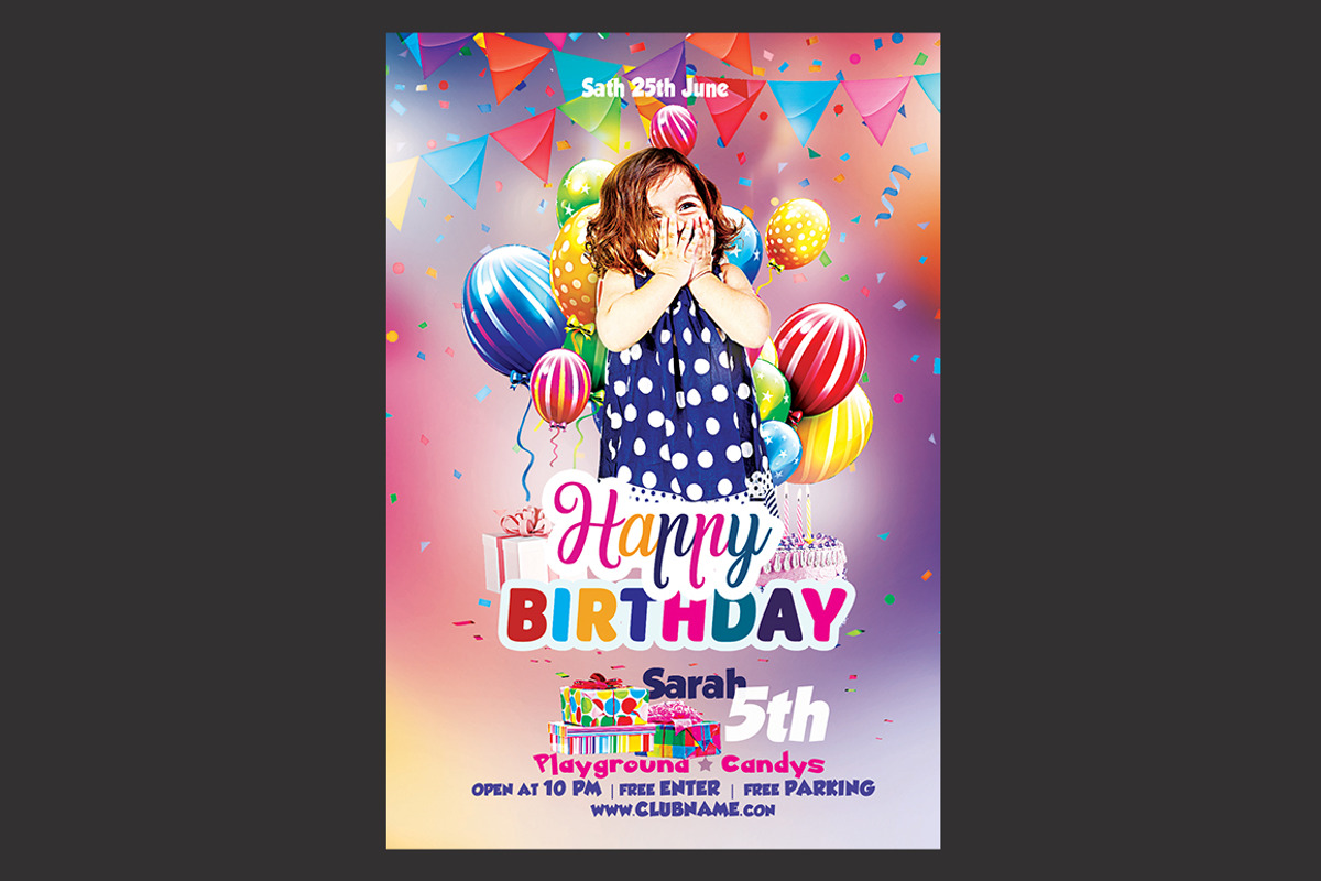 Kids Birthday Party Flyer, a Flyer Template by DSGraphicDesign