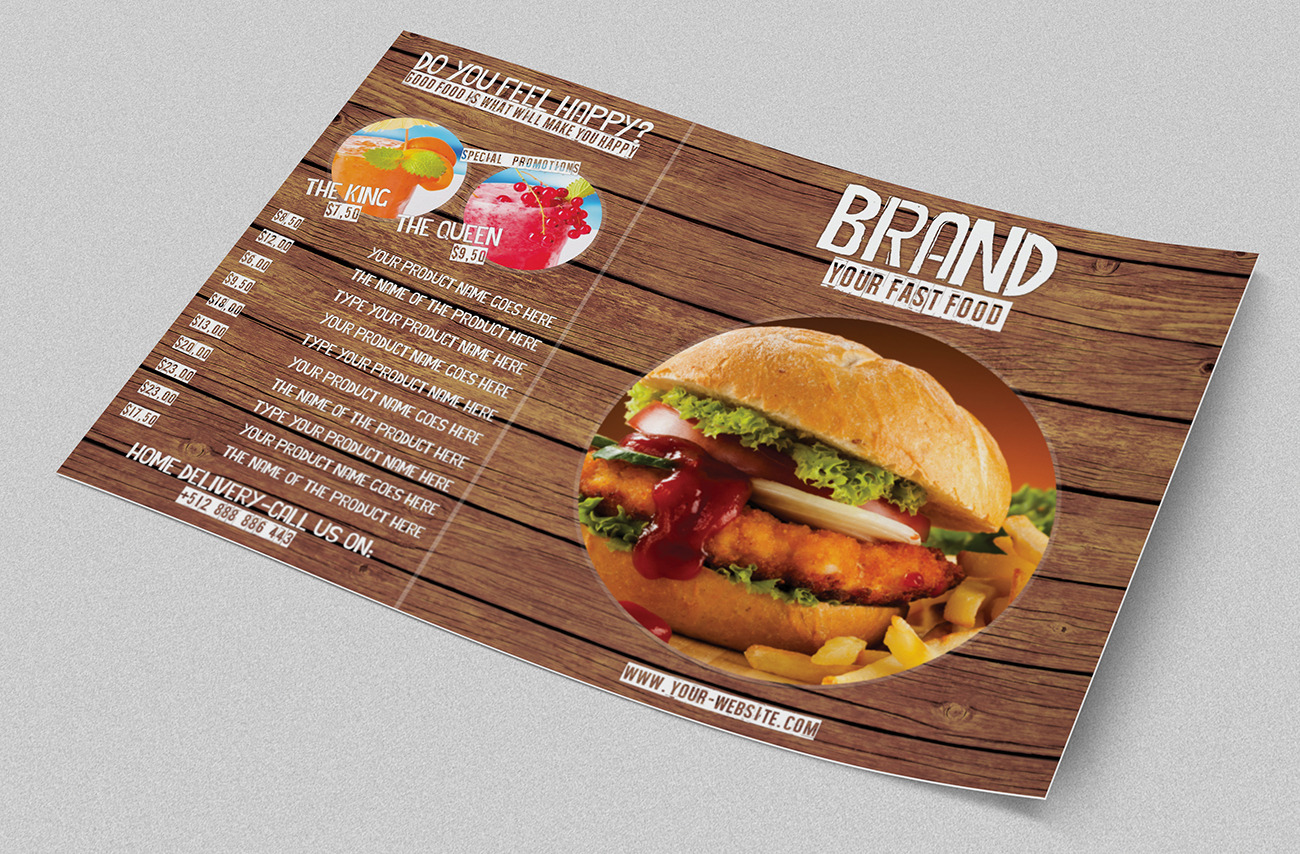 Fast food menu template, a Brochure Template by Tzochko | Creative Market