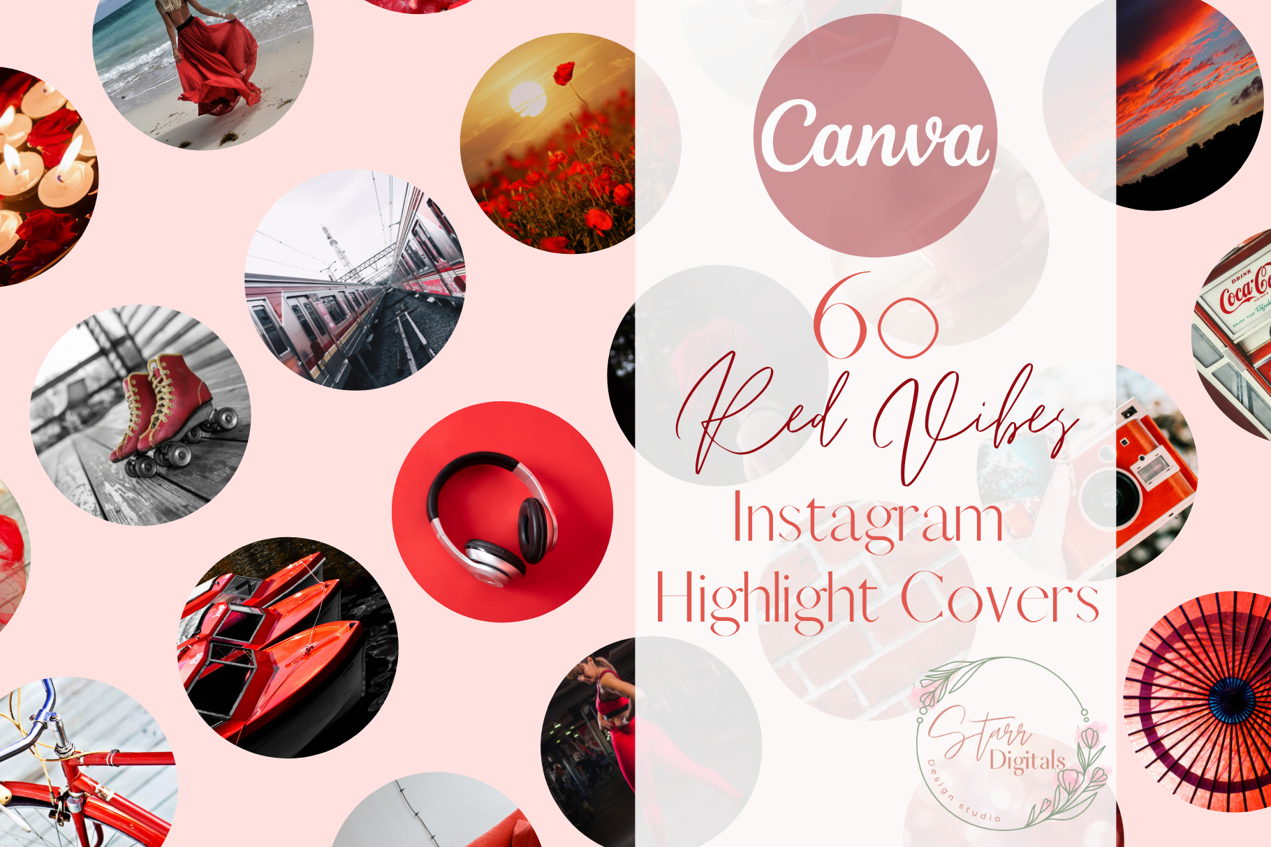 Highlight Covers Instagram Red CANVA, a Templates & Theme by Starr Digitals