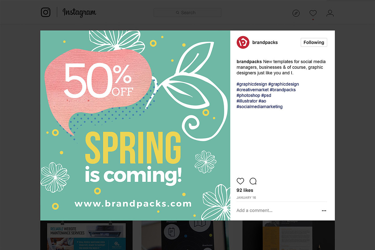 Spring Social Media Templates Pack, a Social Media Template by BrandPacks