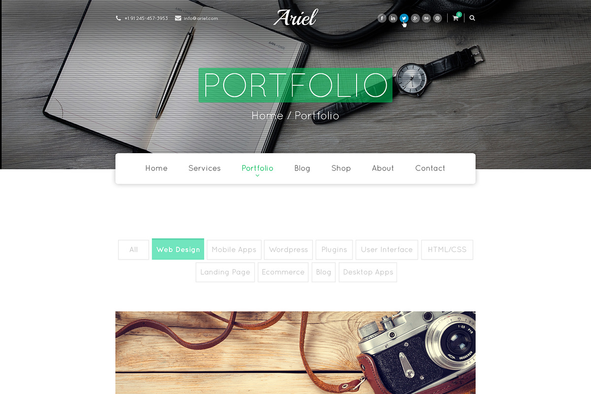 Ariel - Website PSD Template, a Websites & App Template by Holiday Designs
