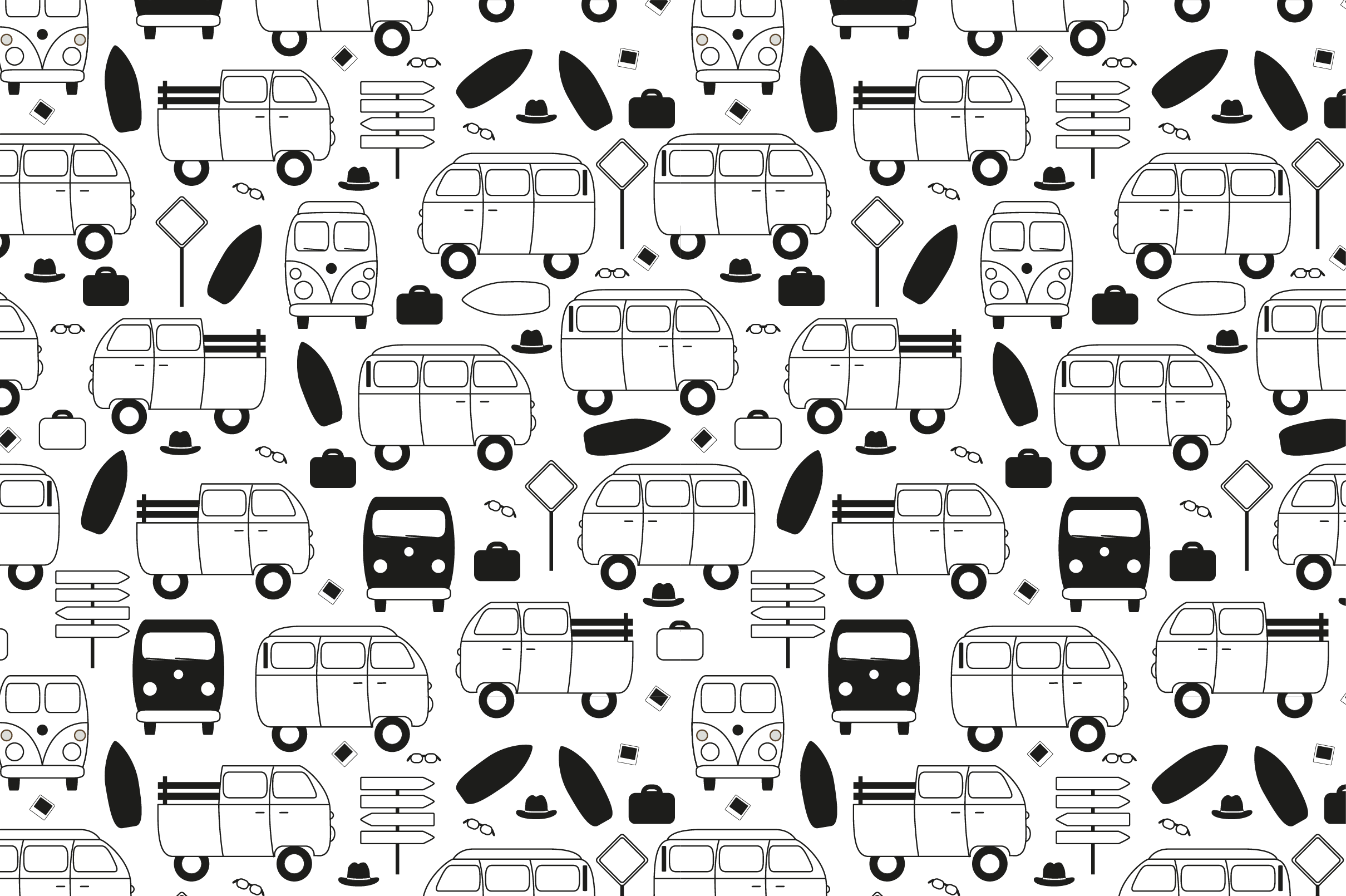 VW Van Transport - Black, a Pattern Graphic by Atelier Esperluette ...