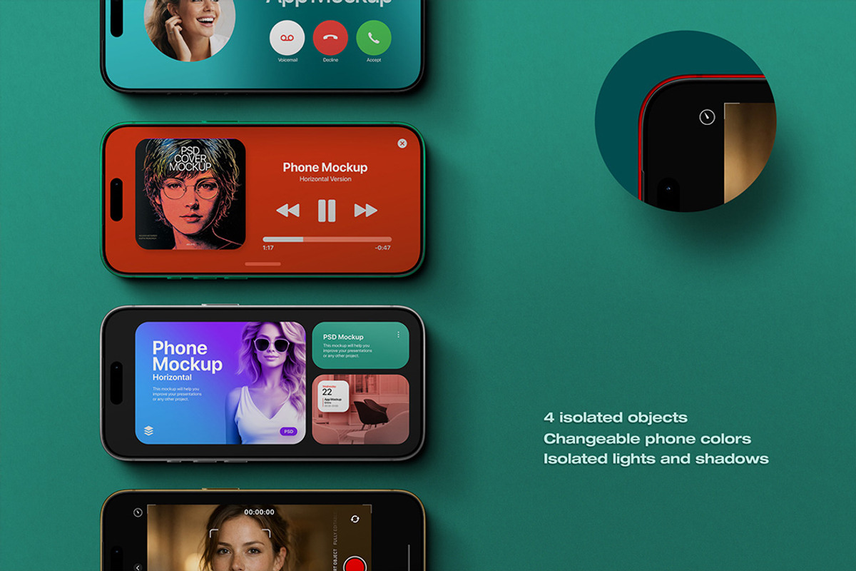 iPhone Mockup - Horizontal Set, an iPhone Mockup by Avelina Studio