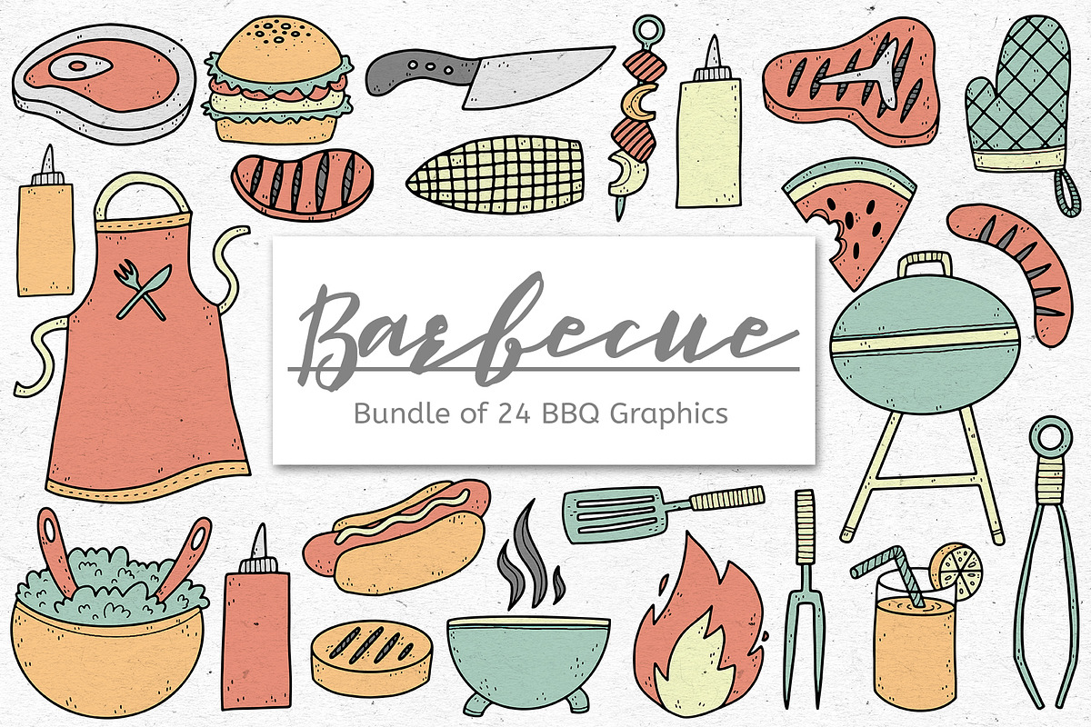 Doodled BBQ Graphics Set, an Object Graphic by voidea