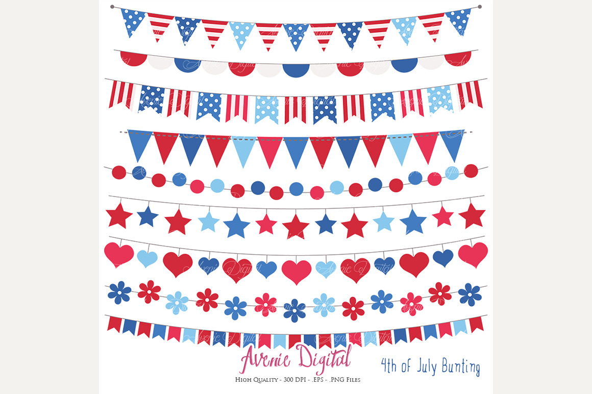 Patriotic Bunting Banner Clipart, an Illustration by Avenie Digital
