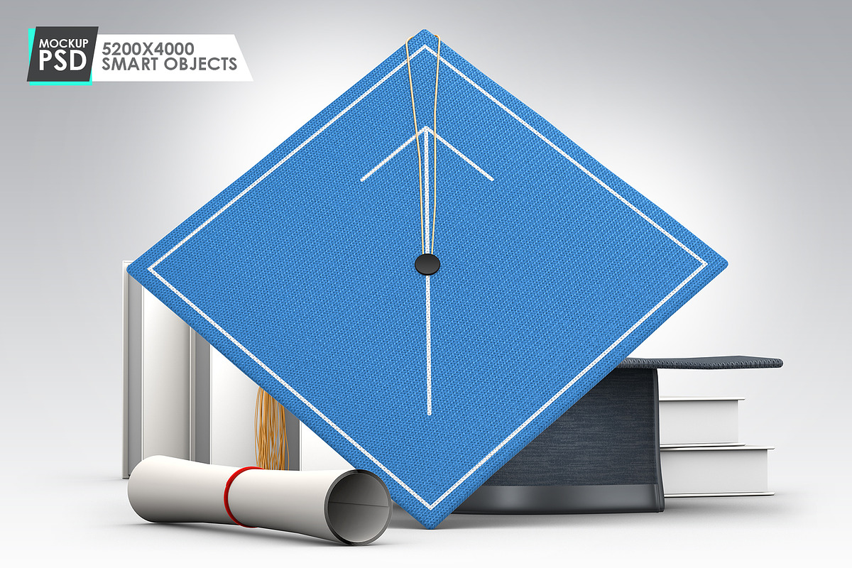 Graduate Cap Customizable PSD Mockup
