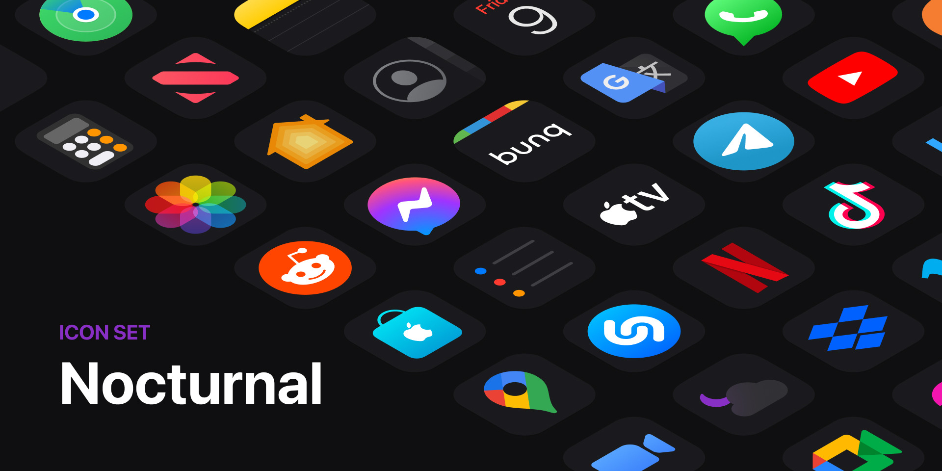 Nocturnal Icon Pack for iOS, a Graphic by Design Essentials