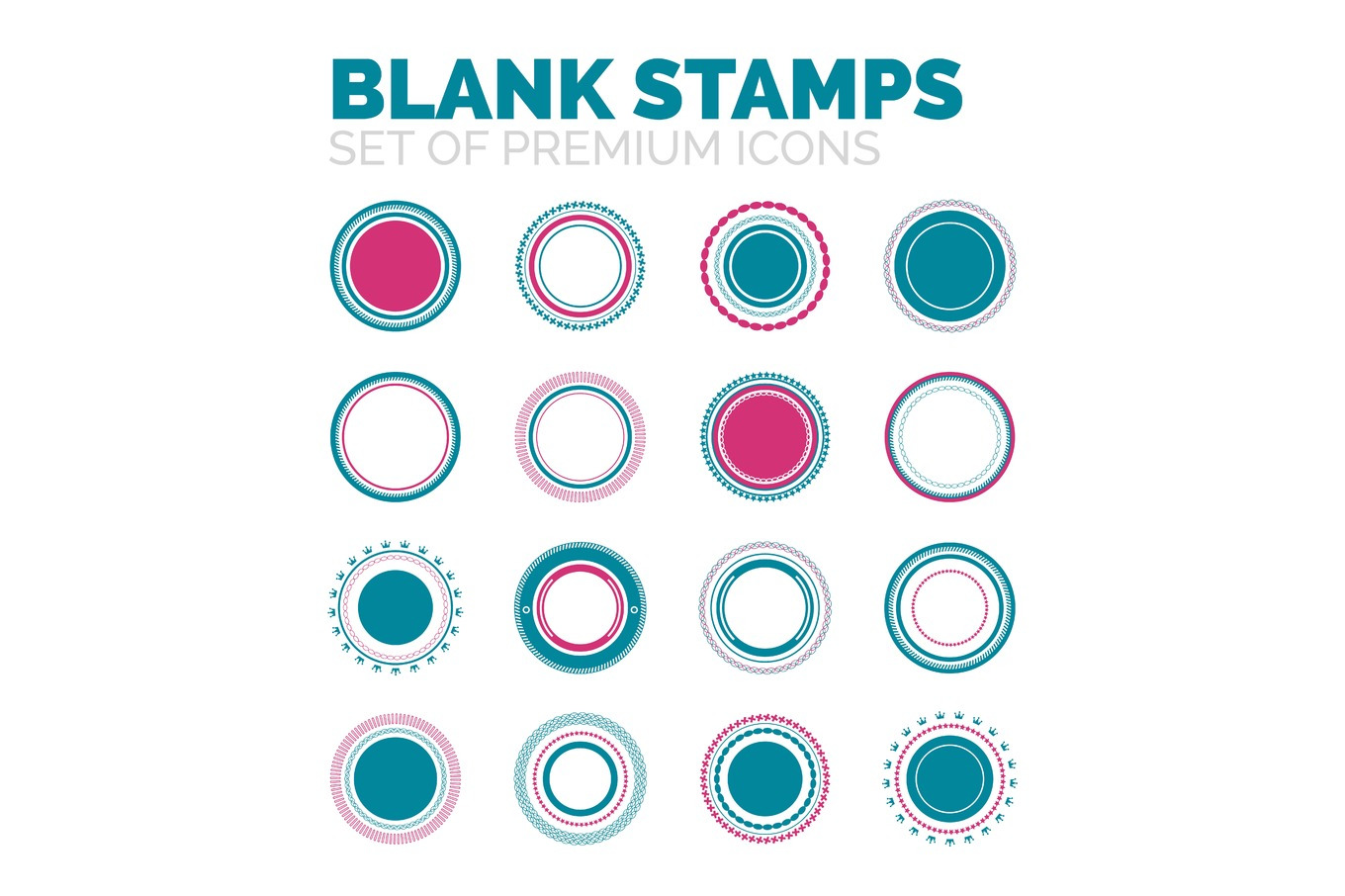Set of blank round stamps collection | Decorative Illustrations ...