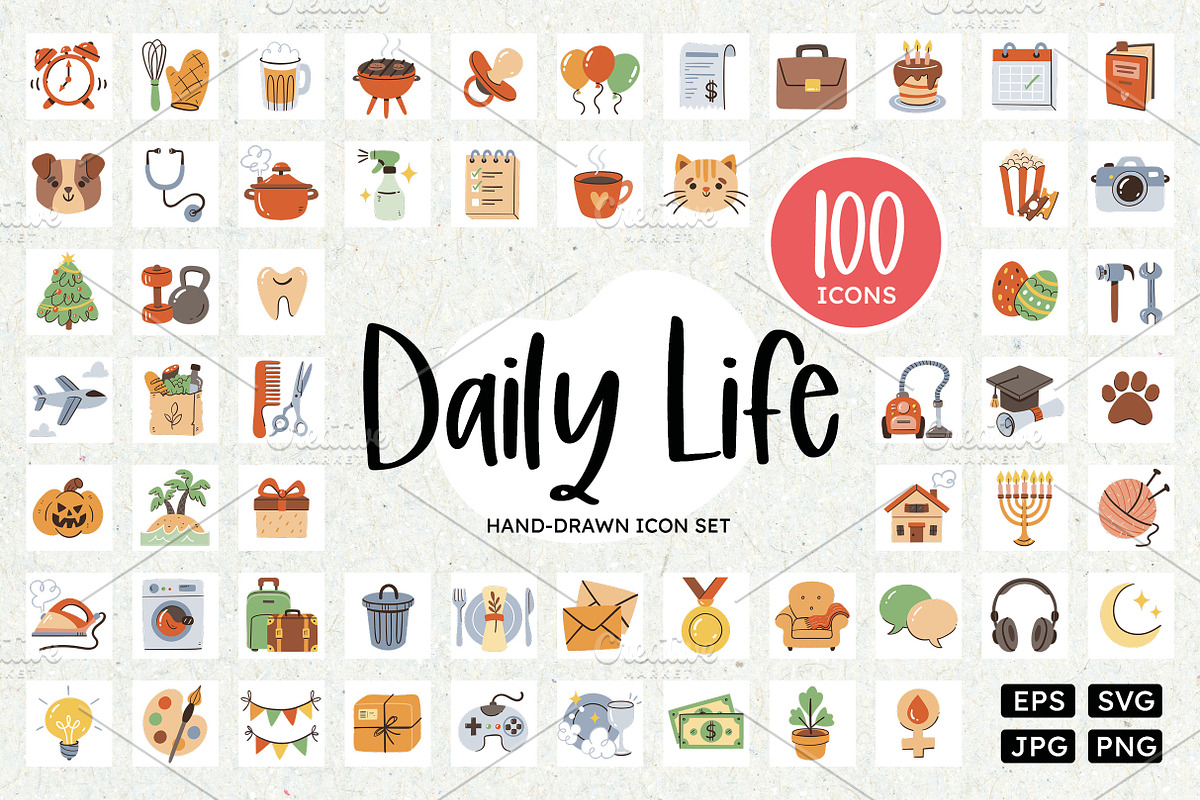 Everyday Lifestyle Icon Set | Creative Market