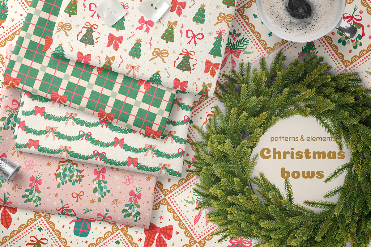 Cute Christmas bows and ribbons patterns