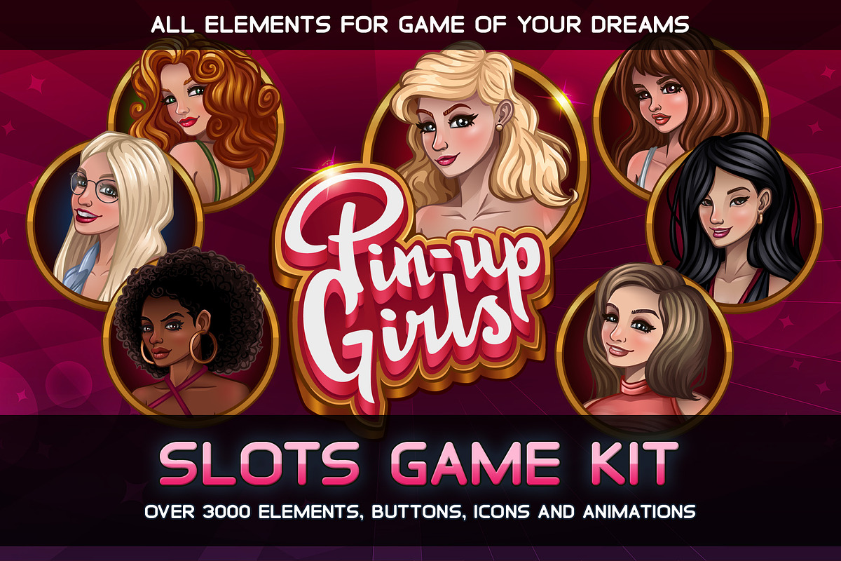 Pin-Up Girls Slots Game Kit, a Background Graphic by Saranai Store ...