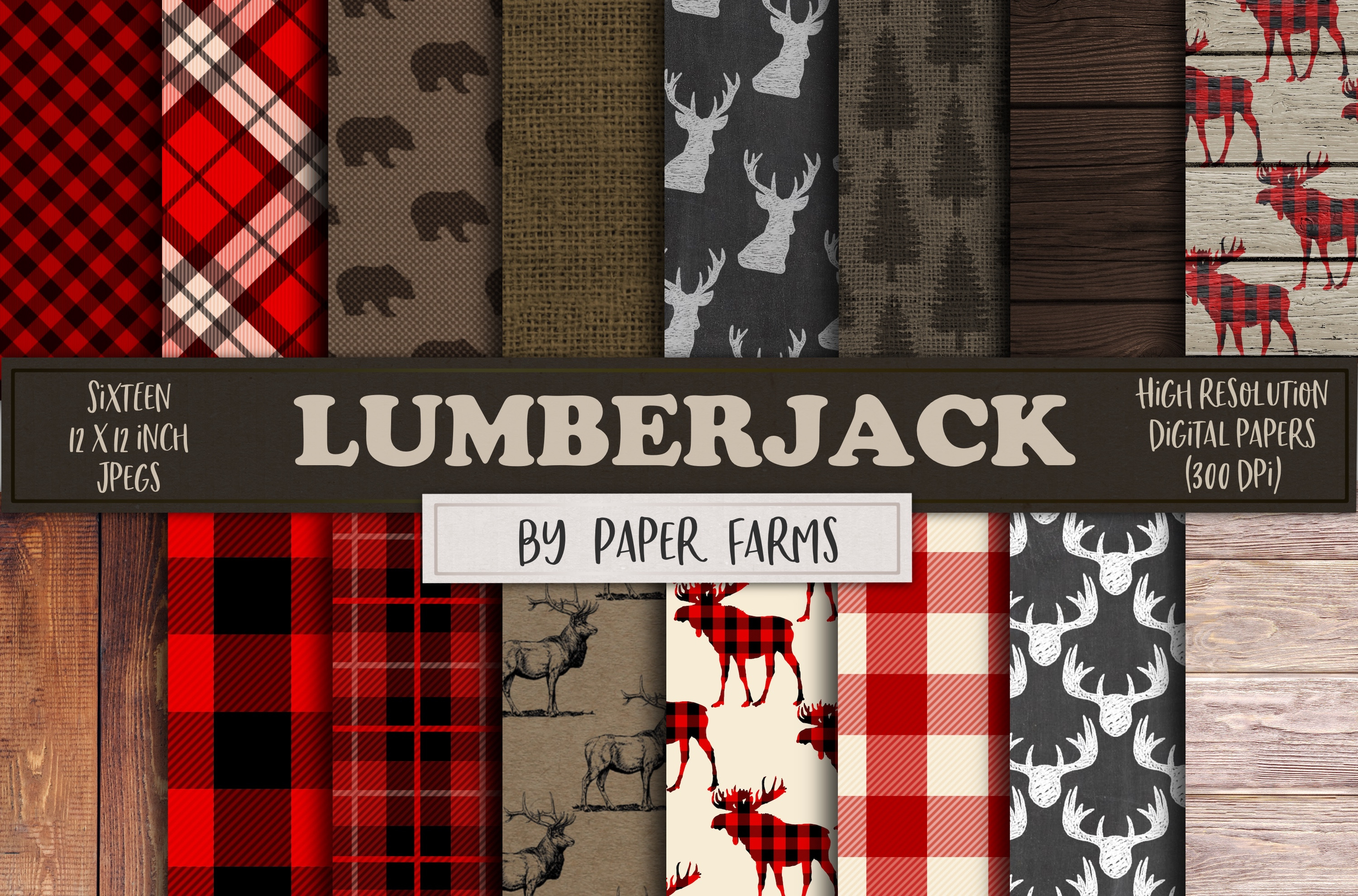 Lumberjack digital paper, a Pattern Graphic by Paper Farms