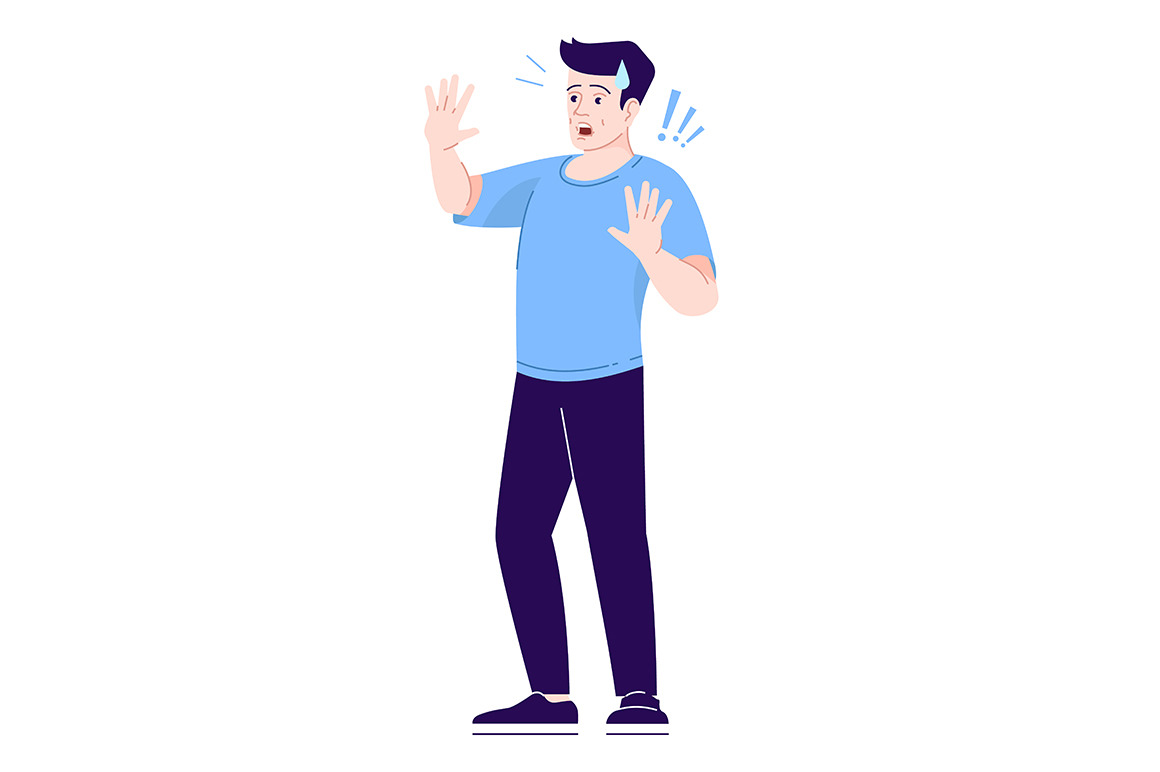 Scared man flat vector illustration, a Person Illustration by bsd studio
