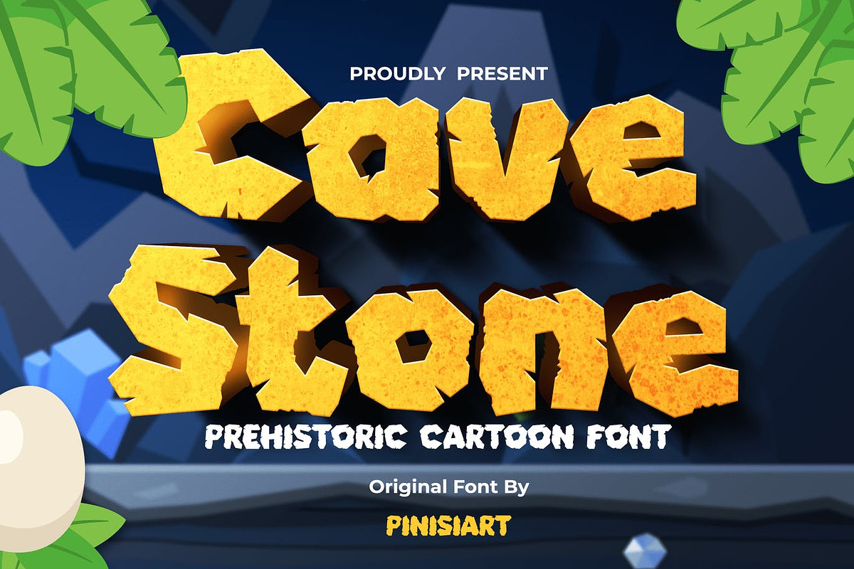Cave Stone – Prehistoric Cartoon Font