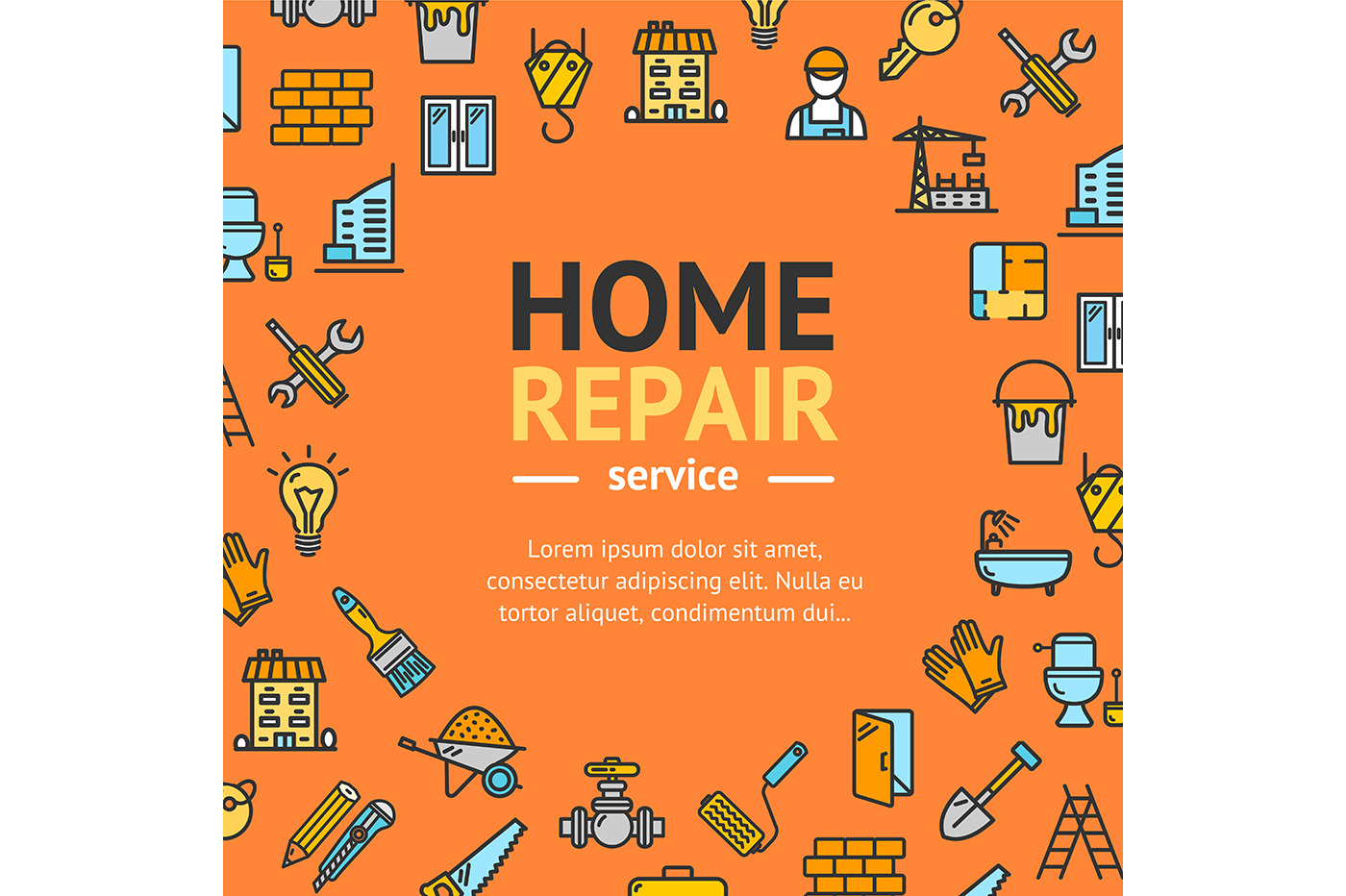 Home Repair Round Concept, an Object Illustration by Vector and Templates