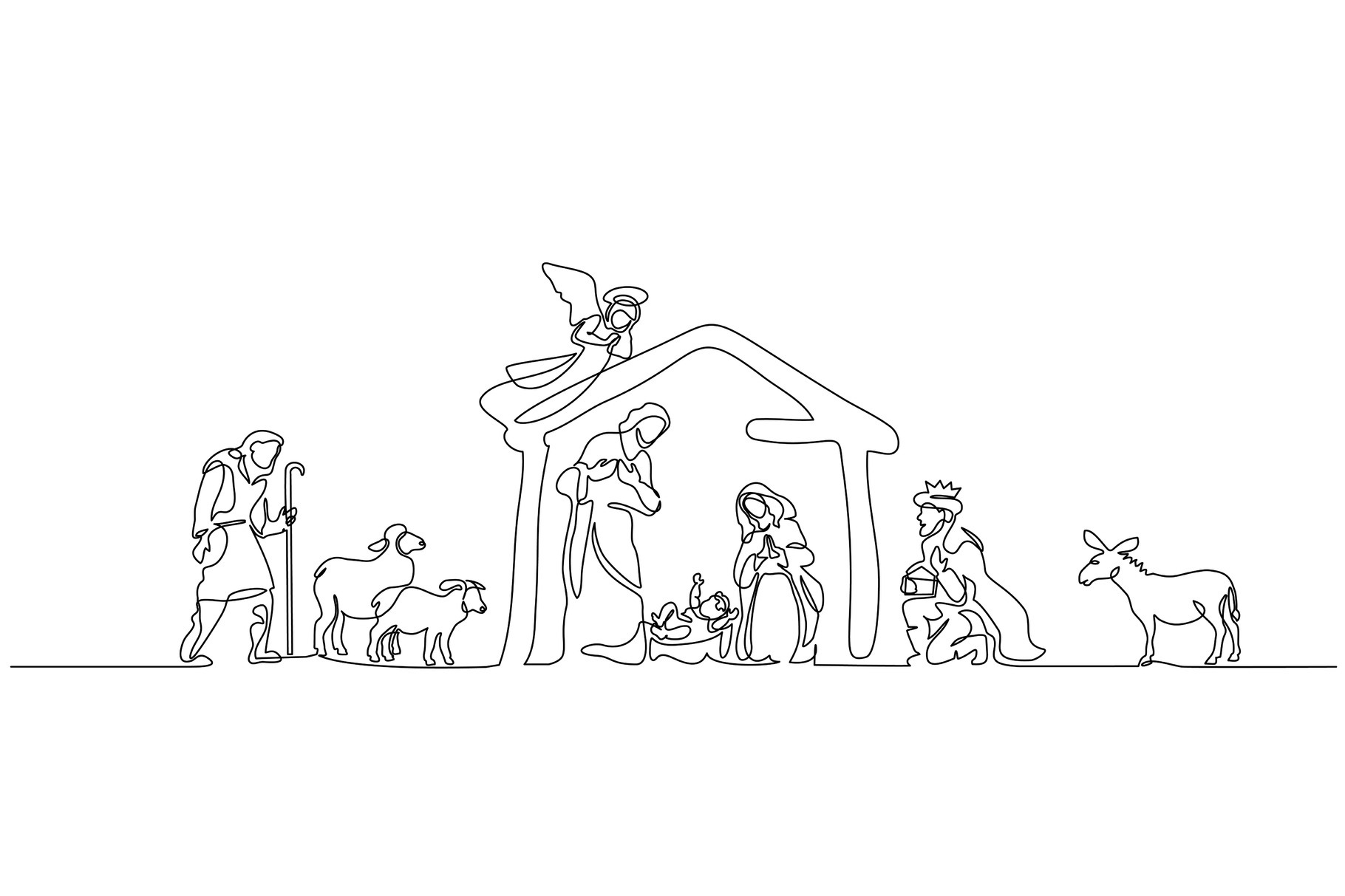 Bible scene of holy family. Vector | Illustrations ~ Creative Market