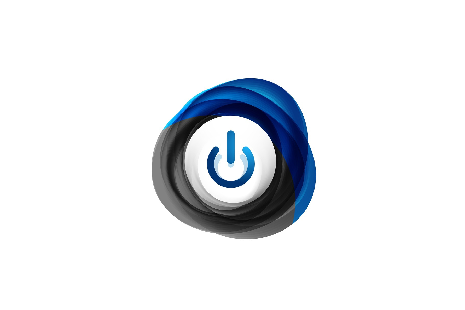 Glass transparent effect power start button, on off icon, vector UI or ...