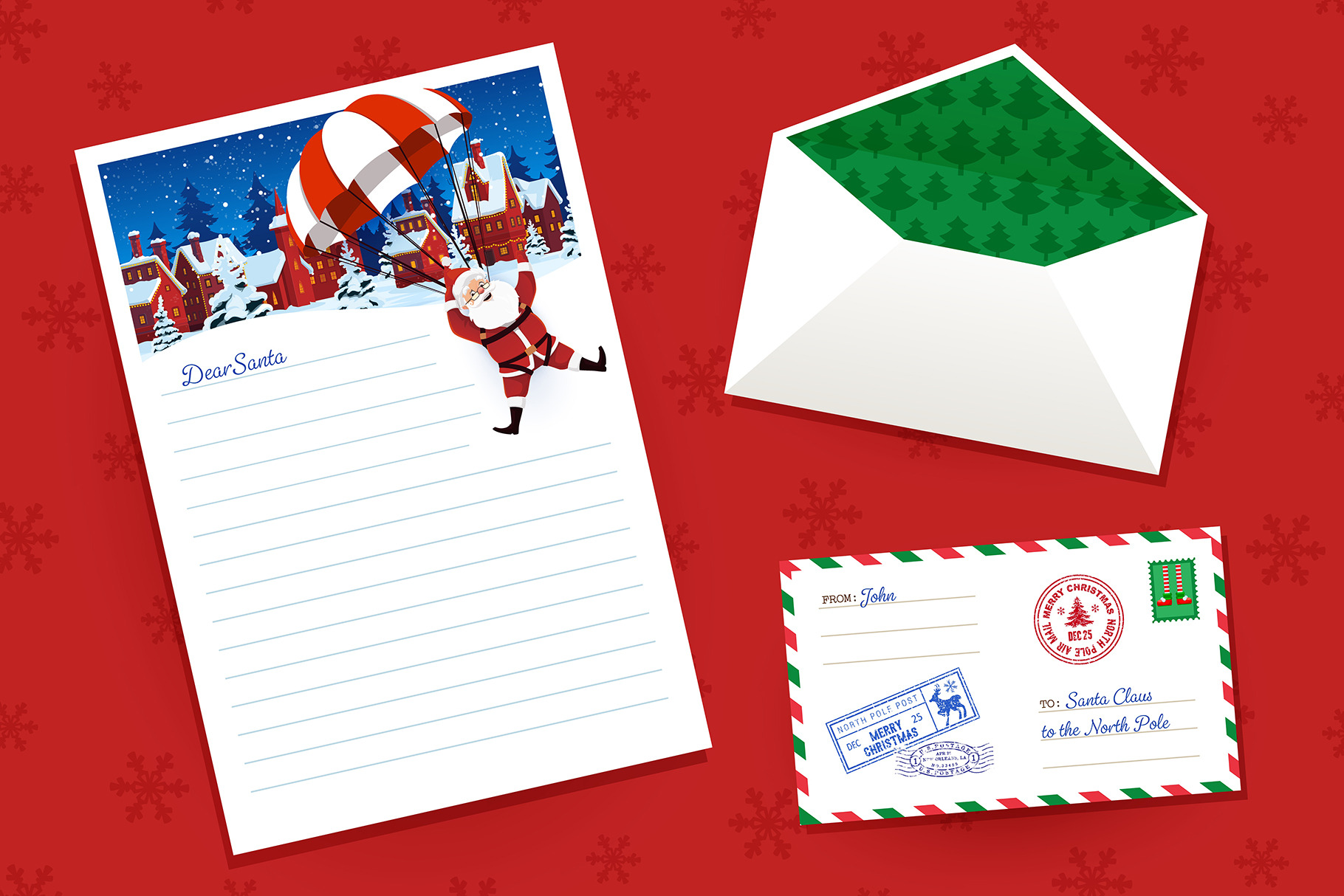 Christmas wish list letter to Santa, a Seasonal Illustration by Vector ...