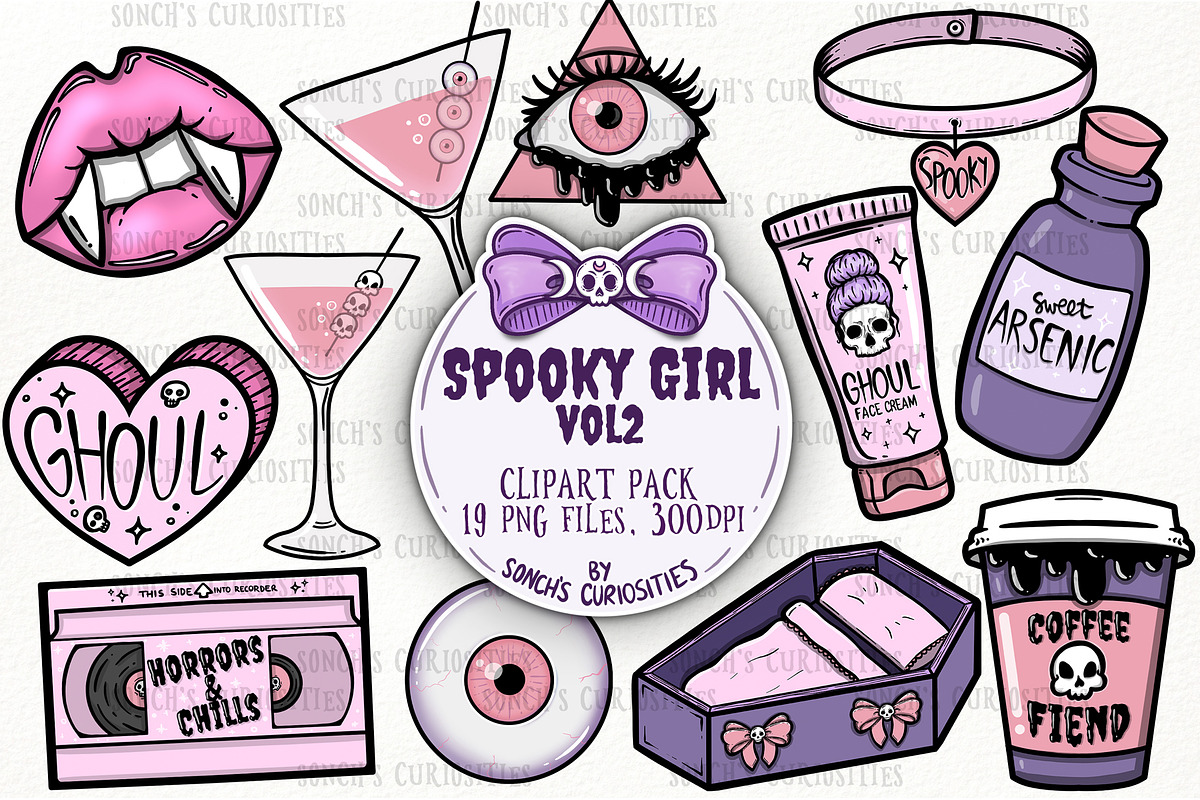 Spooky Girl Clipart 2, 19 Png files, an Illustration by Sonch' s ...