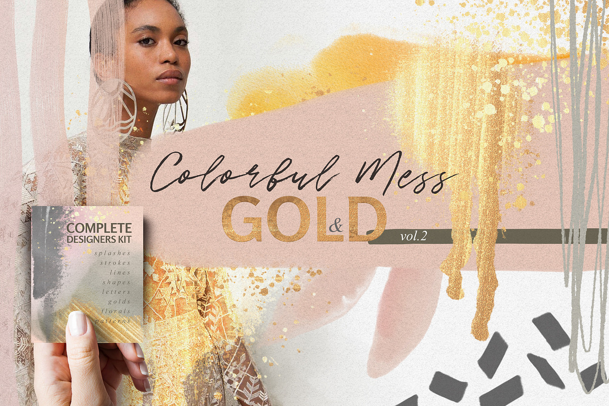 Colorful Mess & Gold Vol.2, a Texture Graphic by Anna Babich | Creative ...