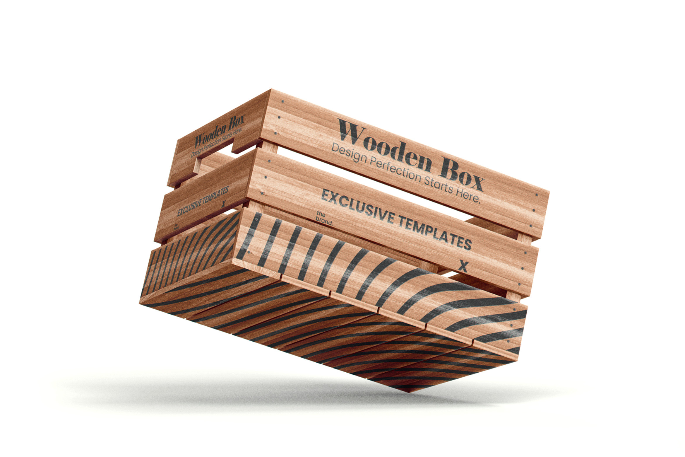 Floating Wooden Box Mockup, a Packaging Mockup by Designer Dude
