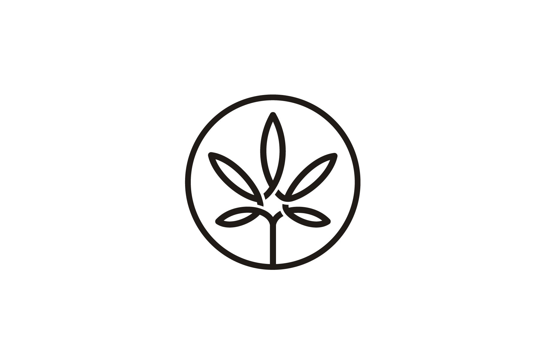 Simple Cannabis Leaf Mono Line Logo, a Branding & Logo Template by Enola99d