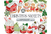 Watercolor christmas sweets clipart, a Decorative Illustration by ...